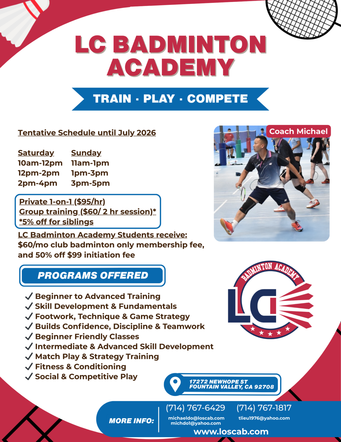 Badminton - Coming in July - Los Cab Sports Club